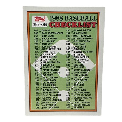 1988 Topps Checklist Card #373 265-396 | eBay