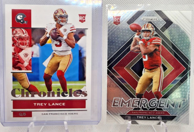 (2) 2021 Prizm Trey Lance Emergent Rookie Card #E-3 & 2021 Chronicles ...