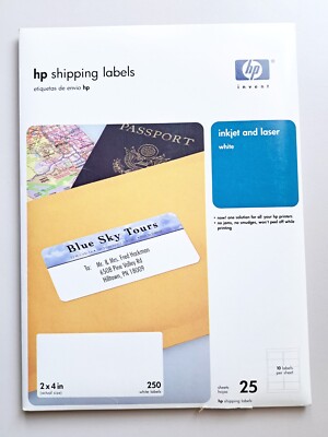 HP Full Sheet Printable Shipping Labels, 8.5" x 11", White, 250 Labels ...