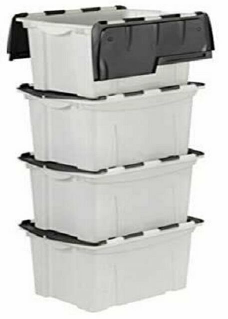 HOME 40 Litre Black Crocodile Lid Storage Boxes - Set of 4 for sale ...