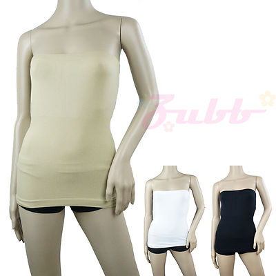 Stretch Seamless Tube Top SLIMMING Strapless Sleeveless Tee Layering ...