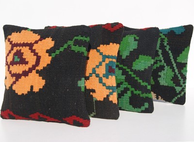 HOME DECORATIVE PILLOW COVER YUGOSLAVIAN SQUARE 30+ BLACK KILIM AREA ...