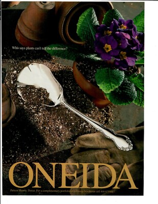 1993 Oneida Magazine Print Ad Silverware Spoon Who Says Plants Can't ...
