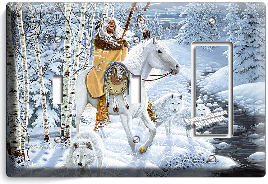 NATIVE AMERICAN INDIAN CHIEF WHITE HORSE WINTER LIGHT SWITCH OUTLET ...