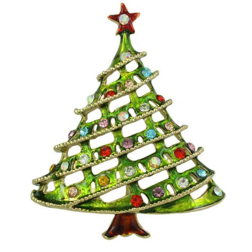 Large Light Green Christmas Tree Brooch Pin - XP132 | eBay