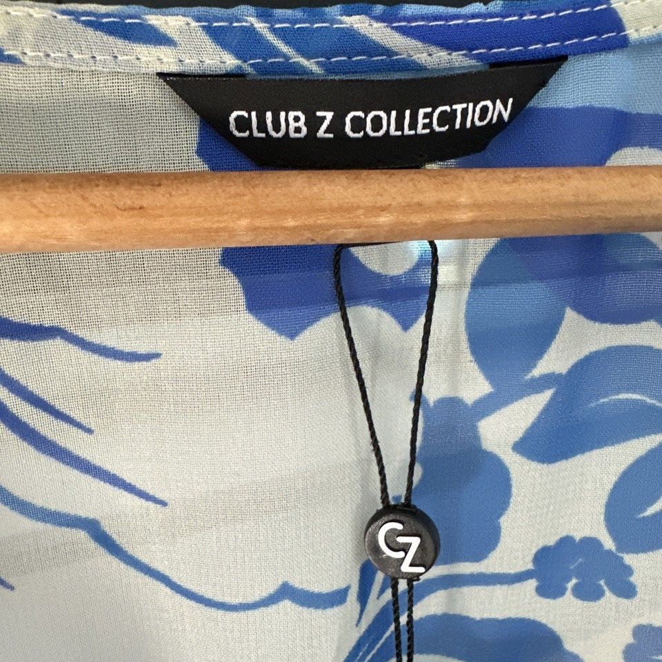 Club Z Collection Women’s Tropical Beach Cover up Size Large Blue White ...