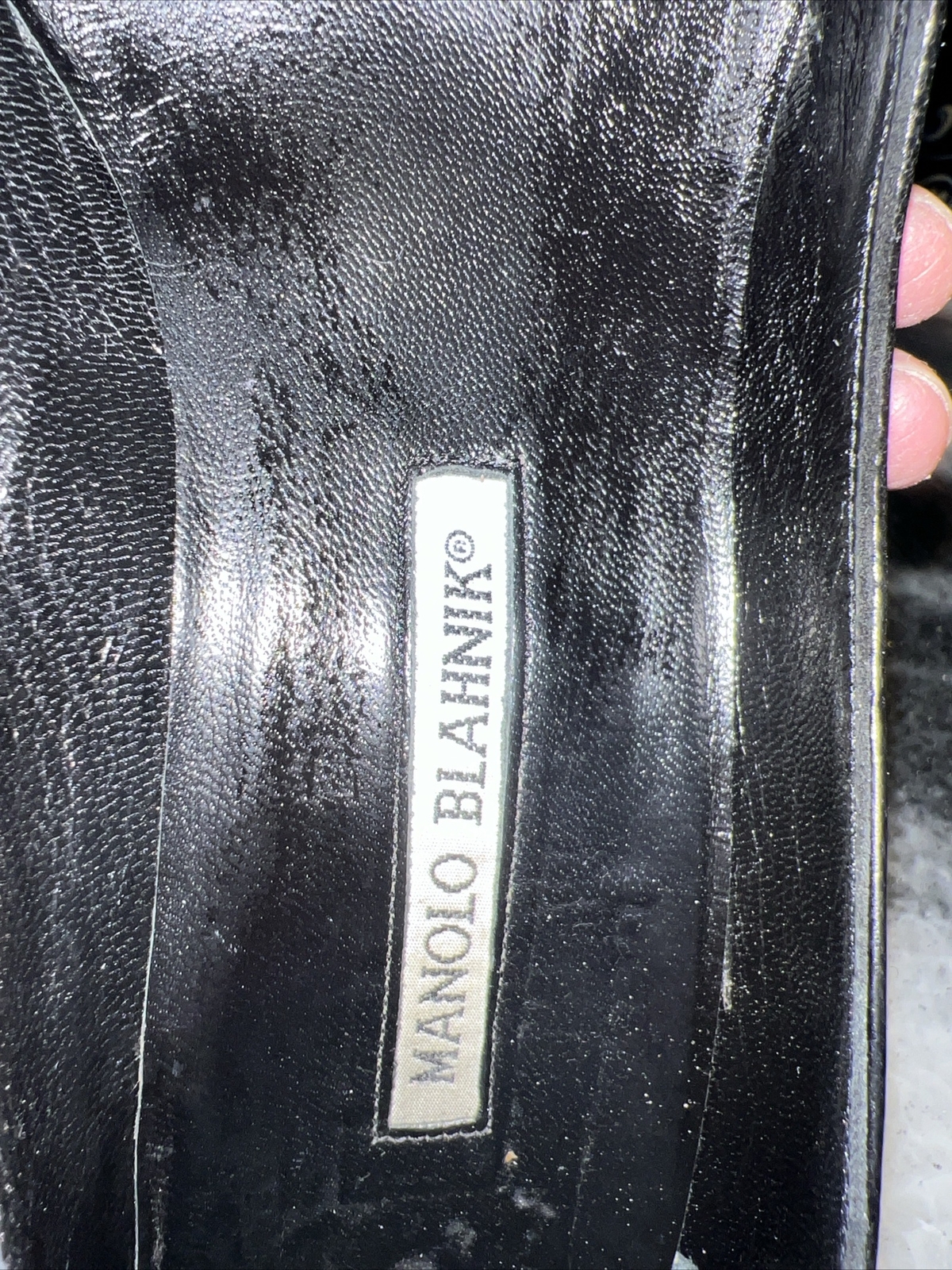 Manolo Blahnik Black Leather Strada 3in Heels W/box/ Sleep Bag/hardly ...