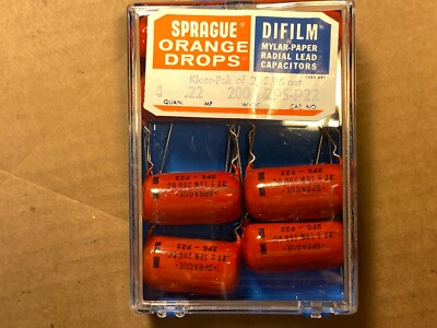 8 NOS NIB Vintage Sprague Orange Drop .22 uf 200v Capacitors 2PS OLD ...