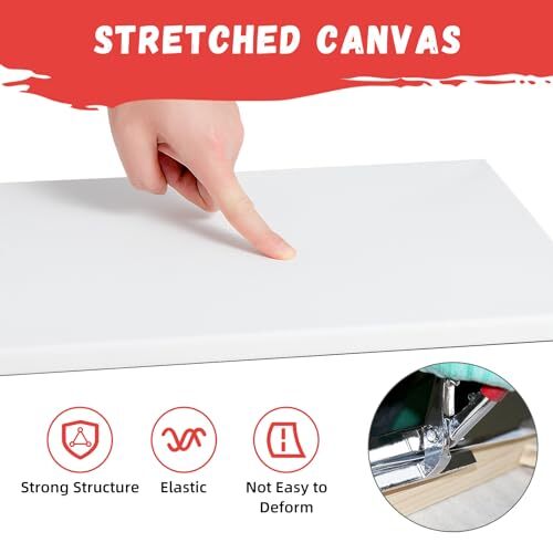 8x10 Inch Stretched Canvas for Painting, 10 Pack 100% Cotton ...