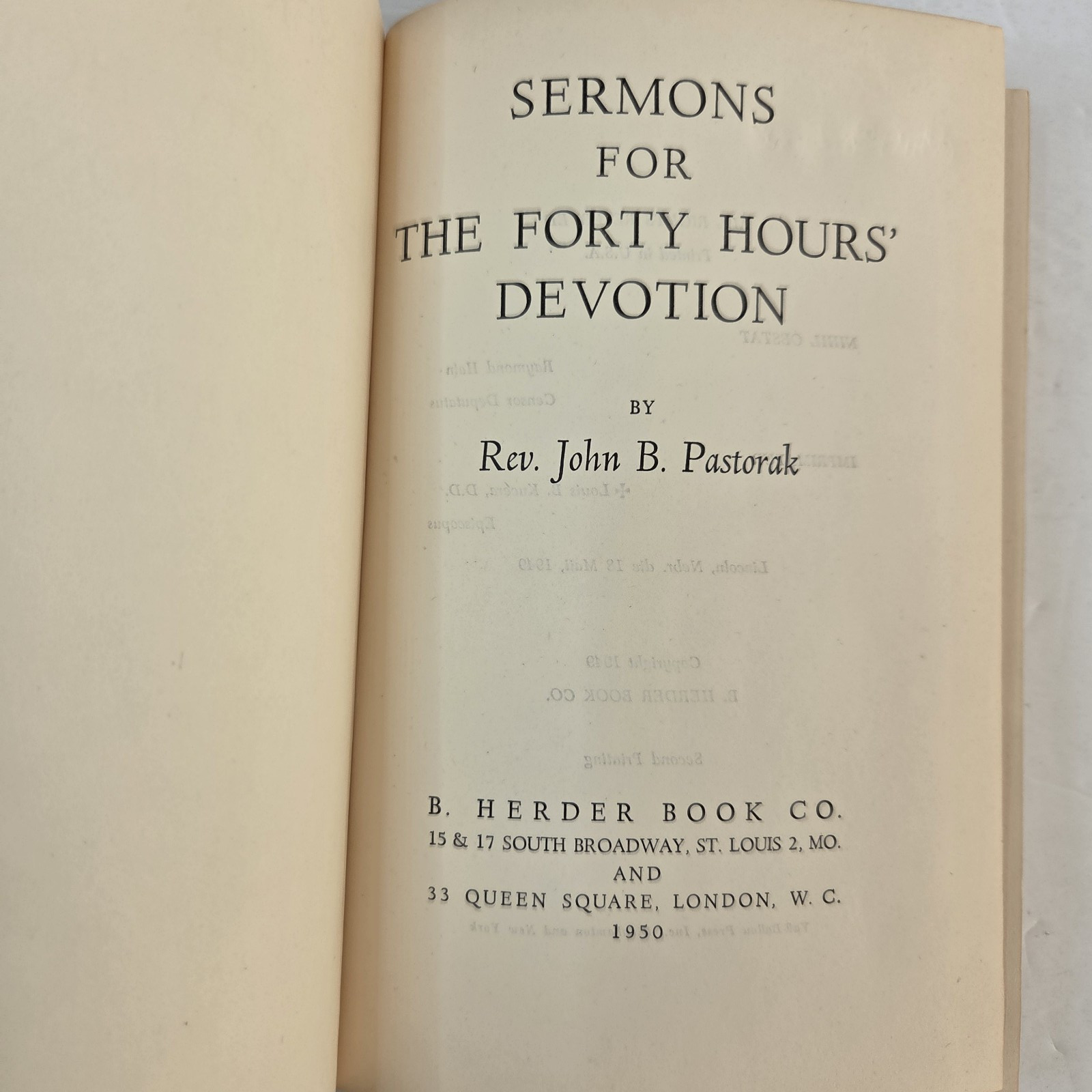 Catholic Sermons For The Forty Hours Devotion Eucharistic Mass Priest Easter1949 | eBay