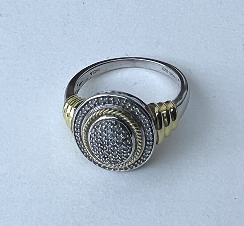 JWBR Sterling Silver Cocktail Ring Gold Overlay Pave Diamond Accents ...