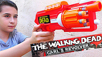 AIR WARRIORS THE WALKING DEAD CARL'S REVOLVER FOAM DART FIRING GUN 6 X ...