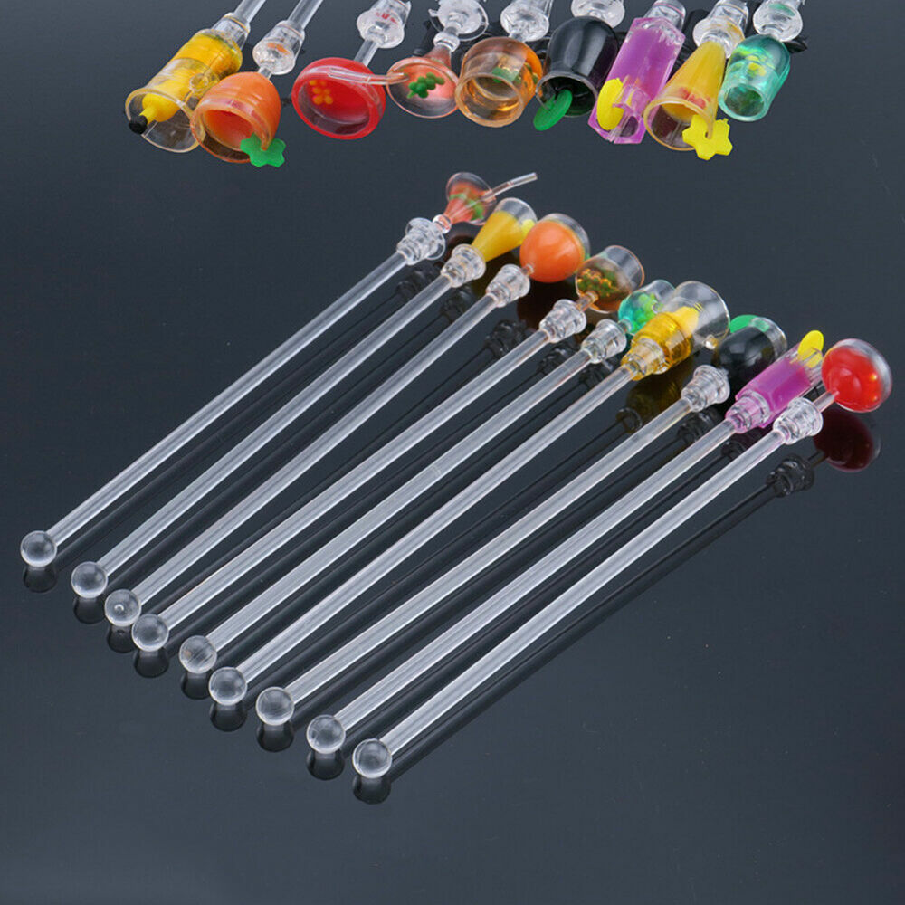 10Pcs Swizzle Stir Stick Acrylic Spoon Kitchen Cocktail Drink Stirrers ...