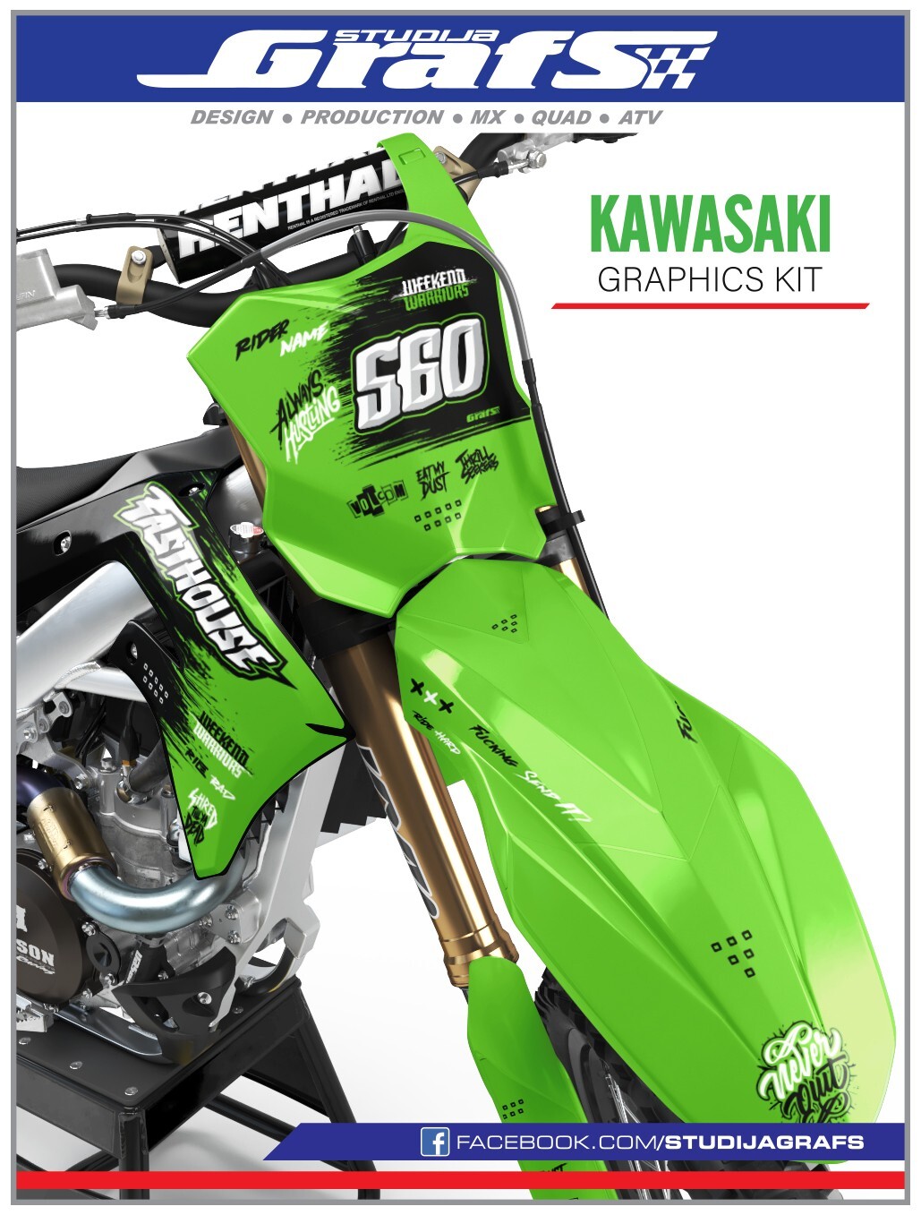 1999 2000 2001 2002 KX 125 250 Graphics Kit For KAWASAKI KX125 KX250 ...