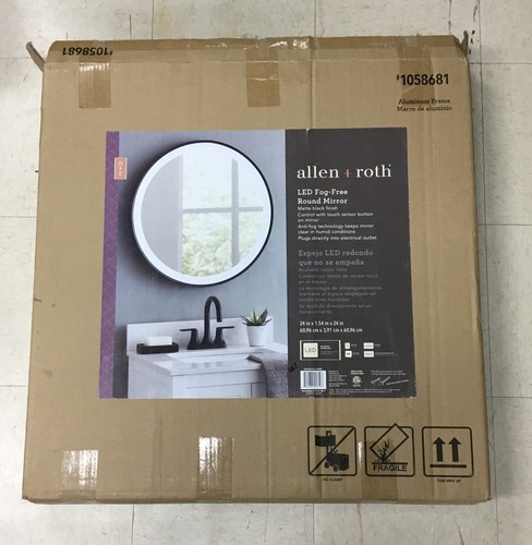 allen + roth 24'' LED Lighted Matte Black Round Fog Free Bathroom ...