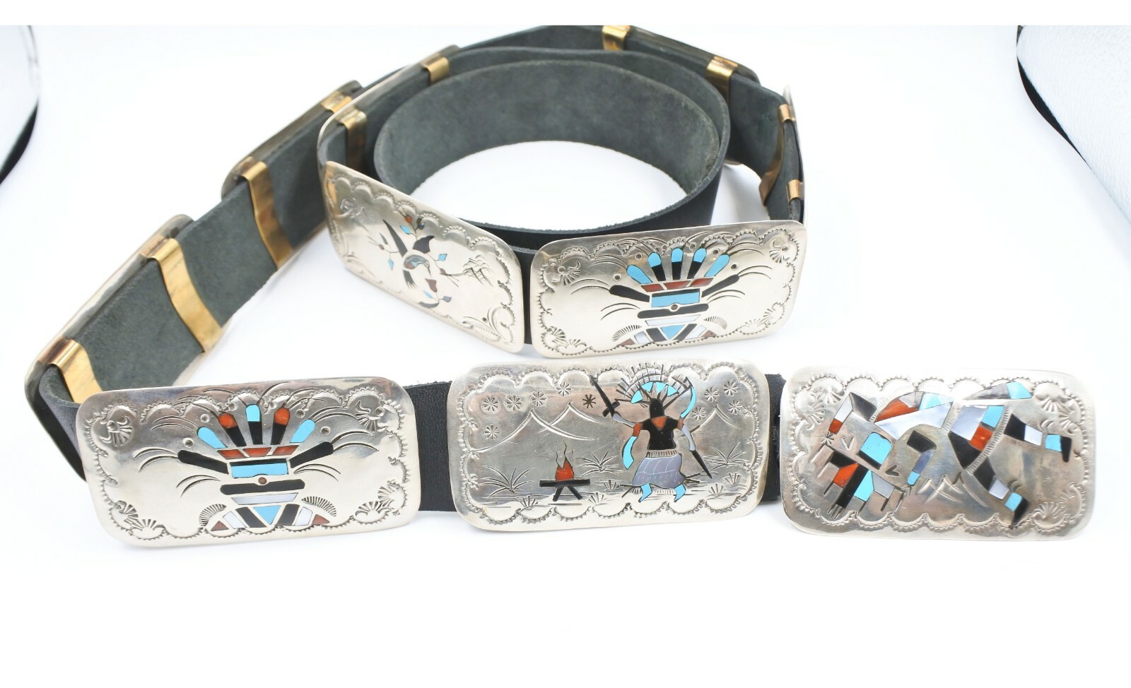 Stunning Sterling Silver Concho Belt Inlay Kachina by J Becenti | eBay