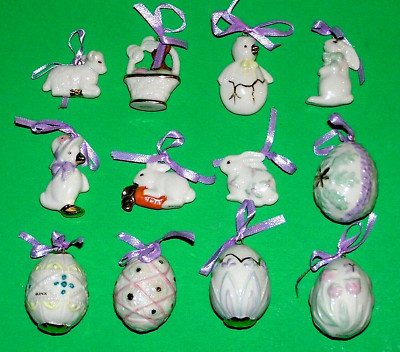 LENOX EASTER 12 miniature Tree Ornaments mini set --- --- NEW -- NO BOX ...
