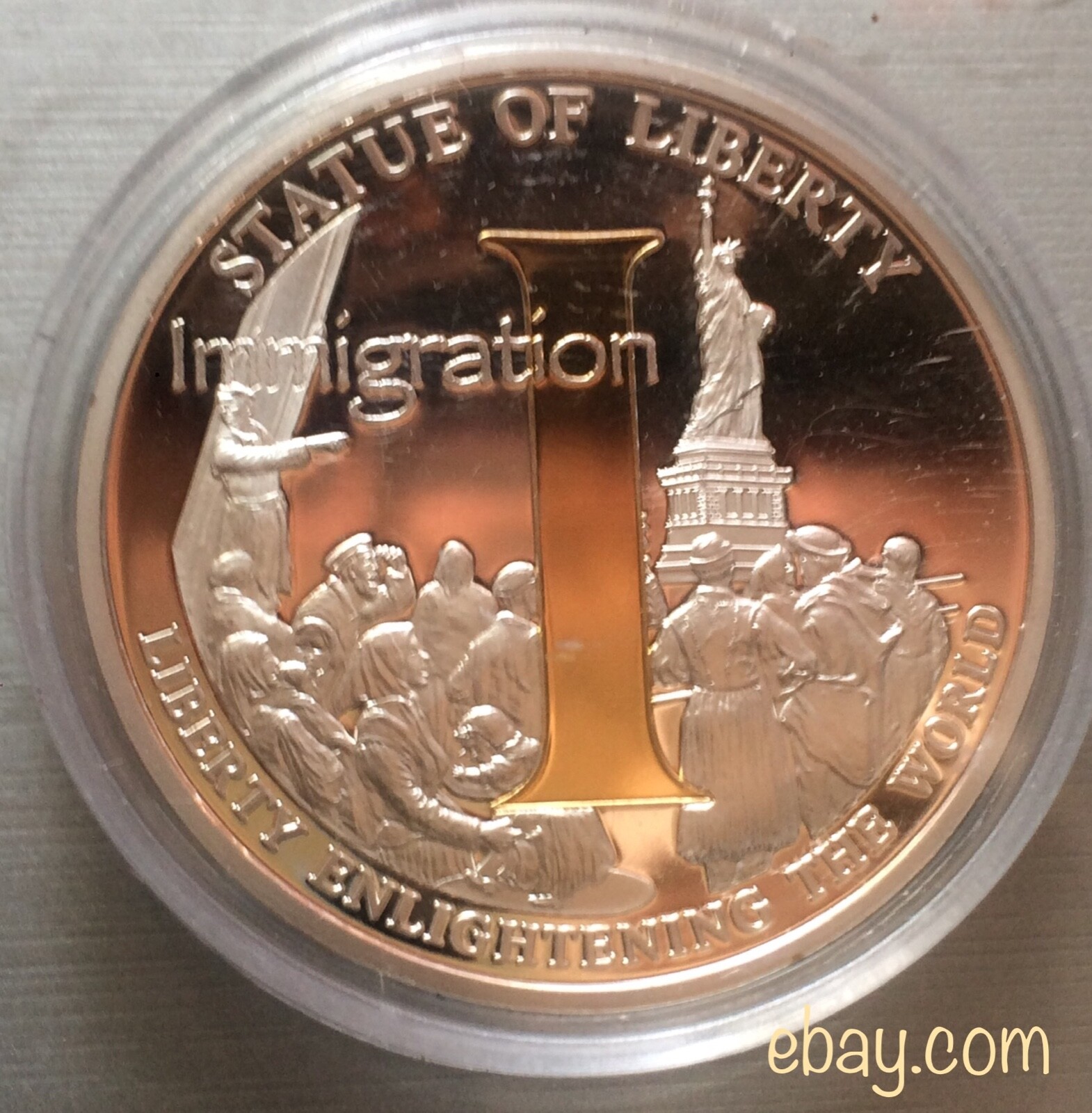 Silver Gold Coin Statue of Liberty Certificated Enlightening the world ...