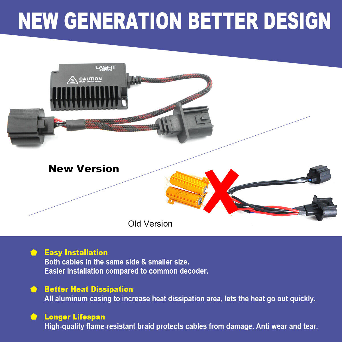 H13 9006 H11 9012 9007 H7 LED Anti Flicker Canbus Decoder Resistor ...