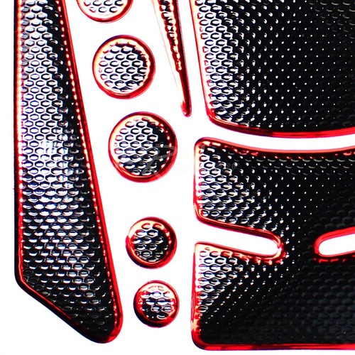 Chrome Red+Perforated Black Tank Pad+Fuel/Gas Cap Cover for 03-17 CBR ...