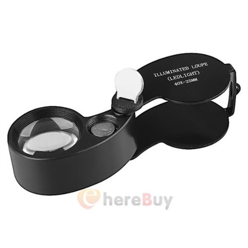 40X Magnifying Loupe Jewelry Eye Glass Magnifier LED Light Jewelers ...