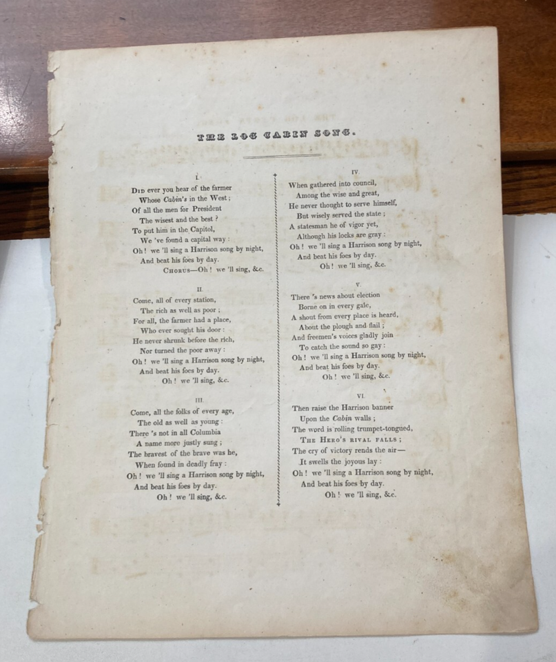 The Log Cabin Song Whigs of the United States William Henry Harrison ...