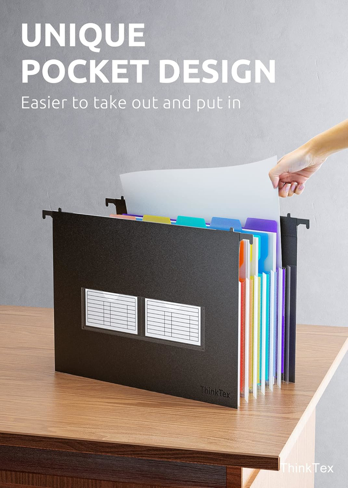 ThinkTex Plastic Expanding Hanging File Folders, 7 Innovative 1.2 ...