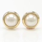 14kt Yellow Gold Omega Clip Gold Border Design 15mm White Mabe Pearl ...