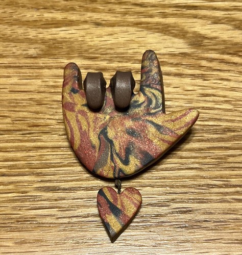 ASL I Love You Hand Sign Brooch Pin Tie Dye Multicolor, Hard Plastic ...