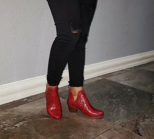 Leather Booties Brown And Wine Color Size 10 | eBay