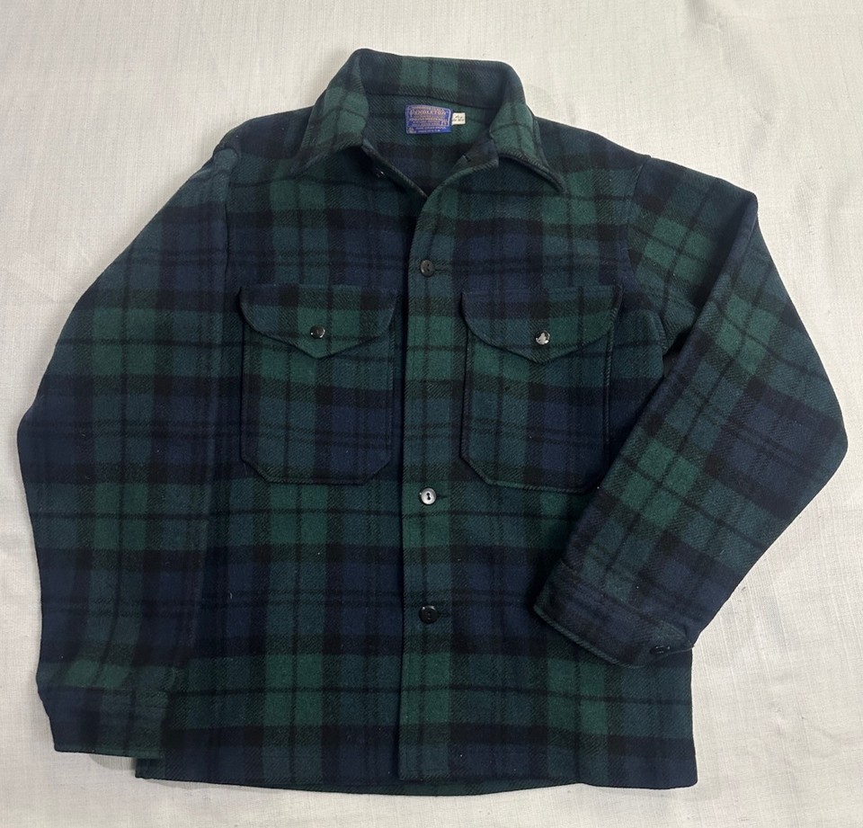 VTG 60s Pendleton Heavy Wool Plaid Flannel Button Shirt Jacket Shacket ...