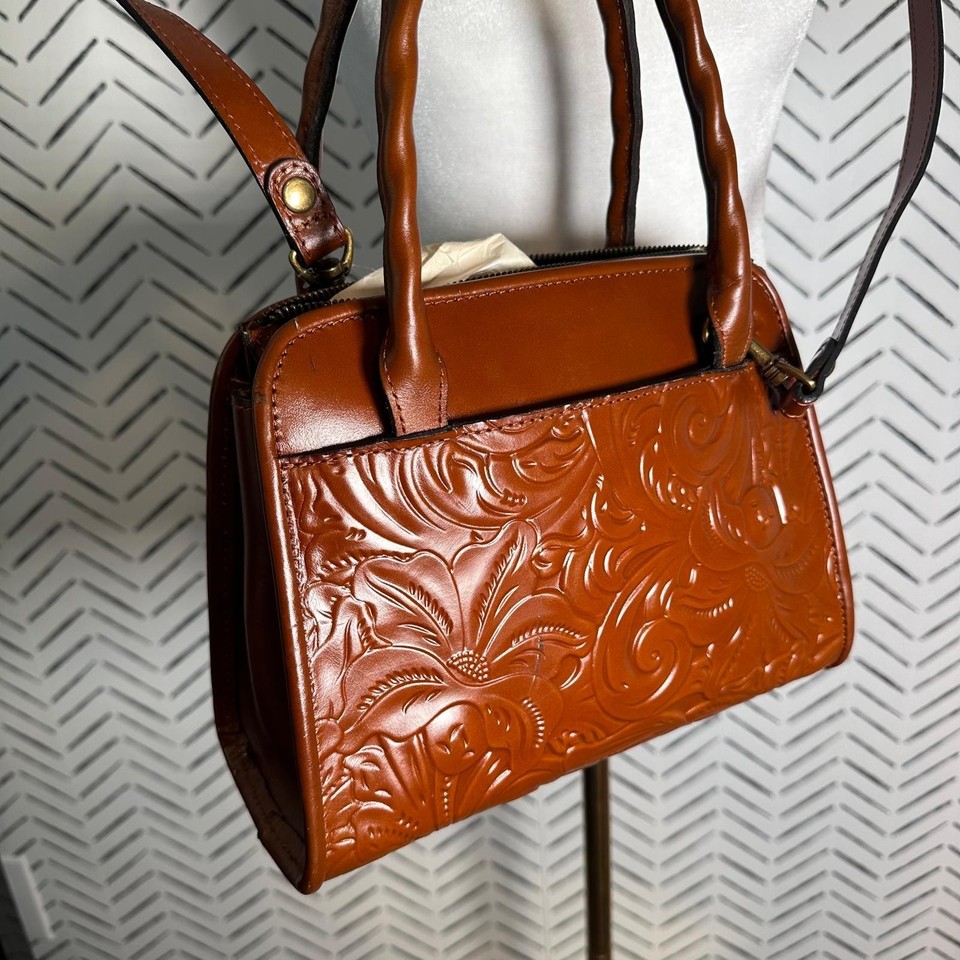NWT Patricia Nash Tooled Small Paris Florence Brown Crossbody Handbag ...