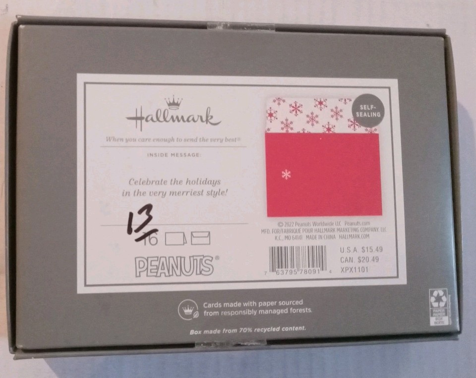 Hallmark Peanuts Christmas Greeting HALLMARK XMAS CARDS 13 cards ...