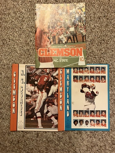 3 CLEMSON UNIVERSITY TIGERS FOOTBALL PROGRAMS 1975 1977 NC State ...