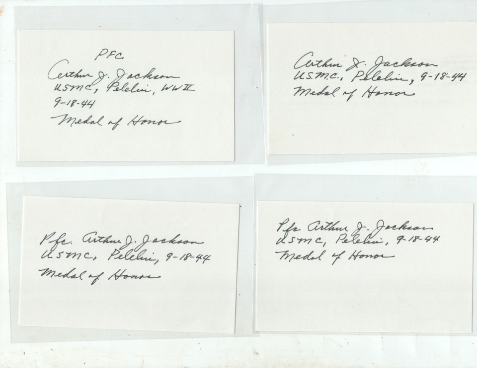 SIGNED lot two cards Medal of Honor winners Arthur J. Jackson & George ...