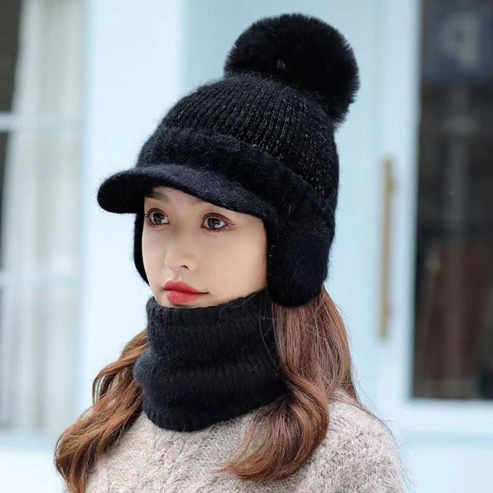 Winter Women's Beanies Scarf Set Windproof Neck Warmer Scarf | eBay