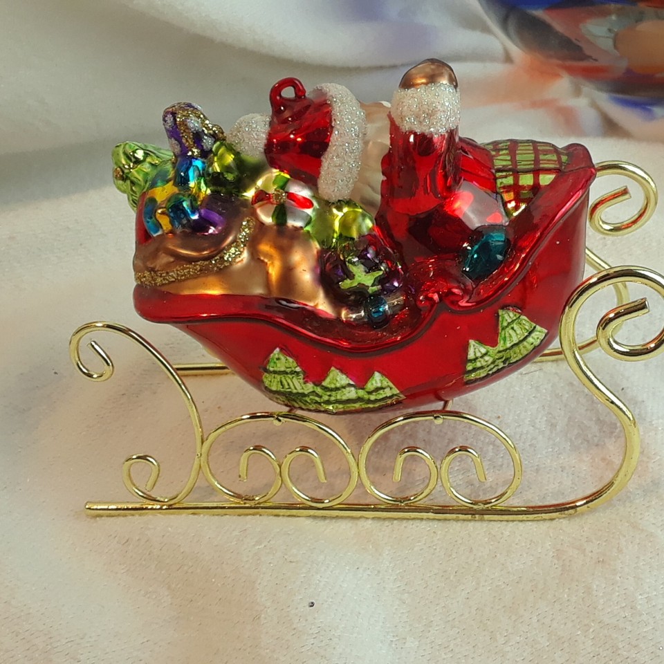 Christmas ornament Xmas Santa lay back cruising tree logo sled toy ...