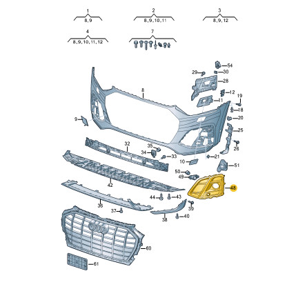 NEW AUDI Q5 FY 80A FRONT BUMPER RIGHT GRILLE 80A807680AGBMT | eBay