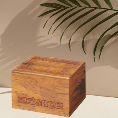 NEW Carved Border Wooden Cremation Urn Box - Large | eBay Australia