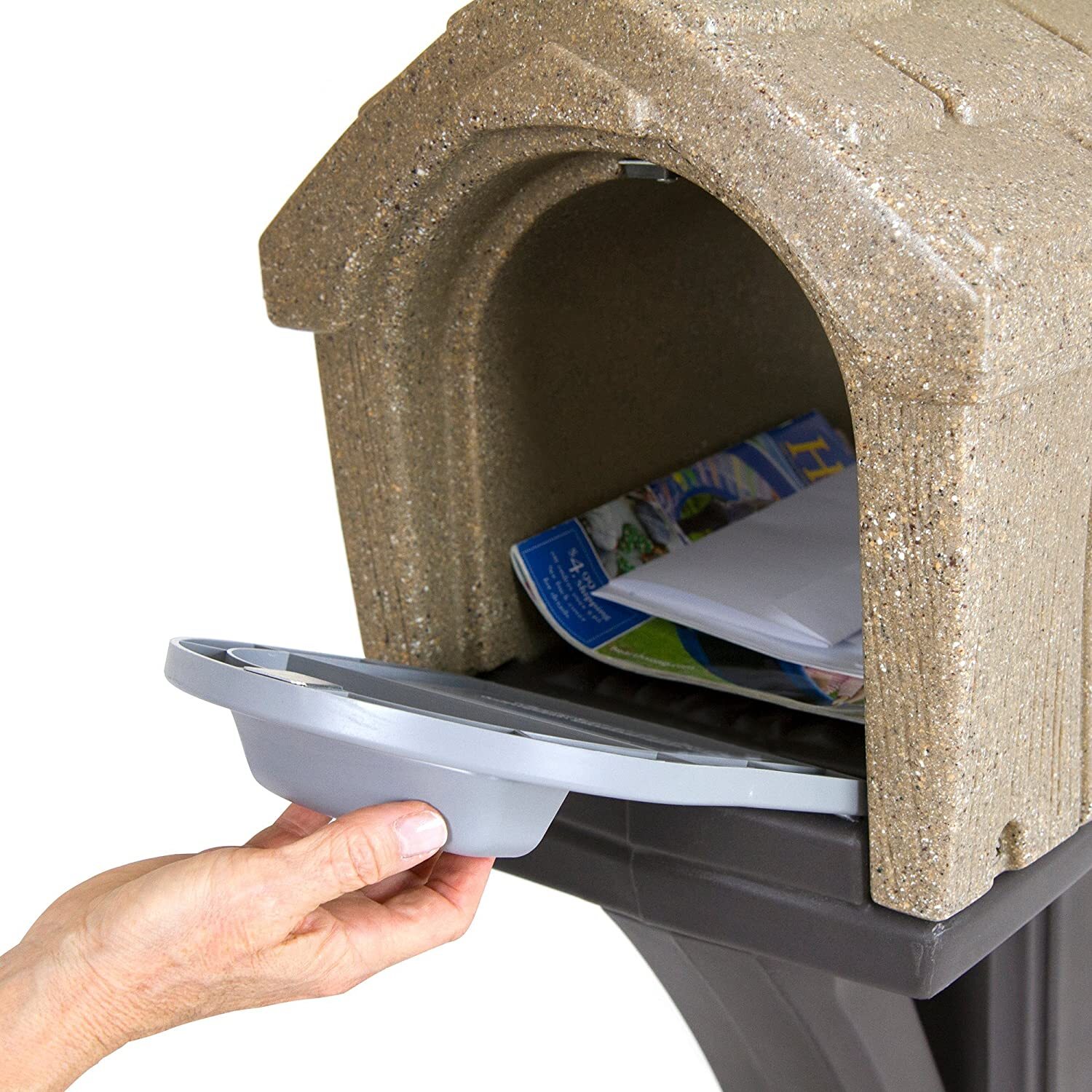 Unique Plastic Cabin Mailbox Post Faux Tree Branch/ Stump Base Front ...