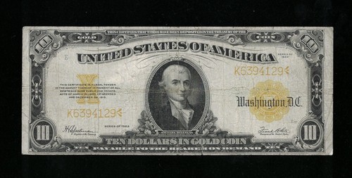 SC 1922 $10 Gold Certificate Hillegas Gold Coin Note Fr.1173 (129) | eBay