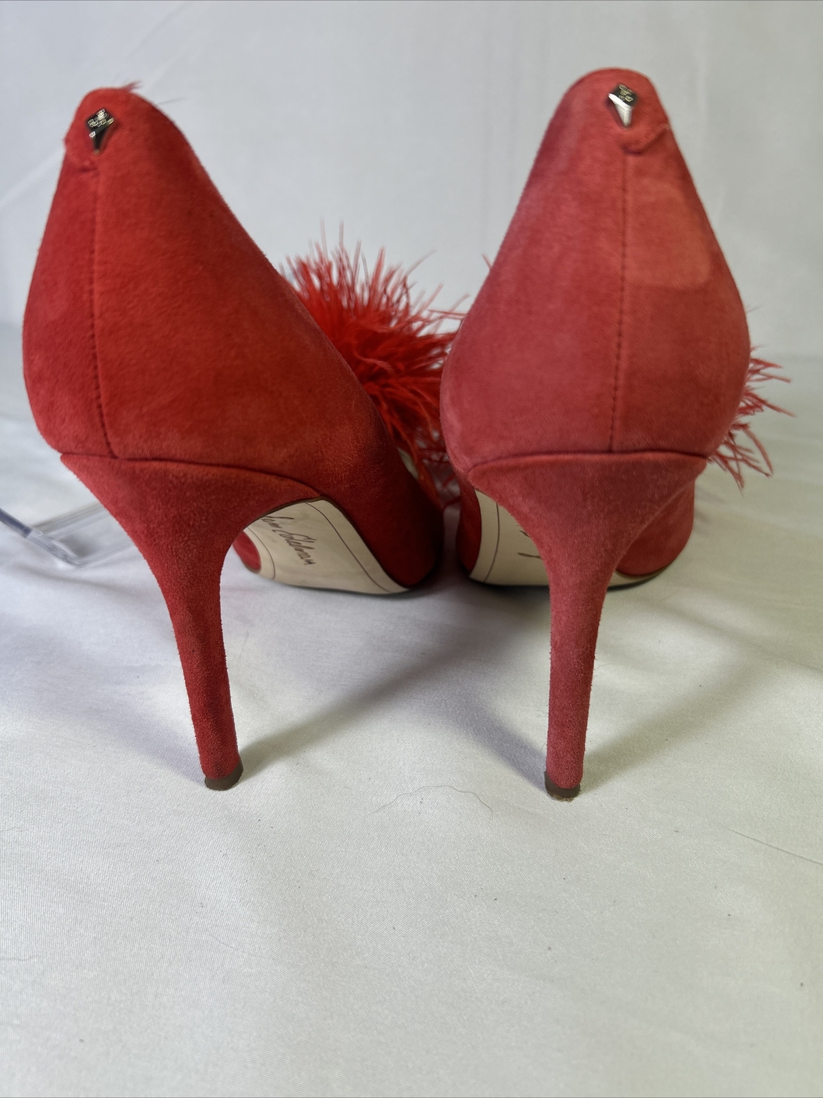 Sam Edelman “Haide” Feather Trimmed Red Suede Pumps Shoes 9.5 Medium Womens | eBay