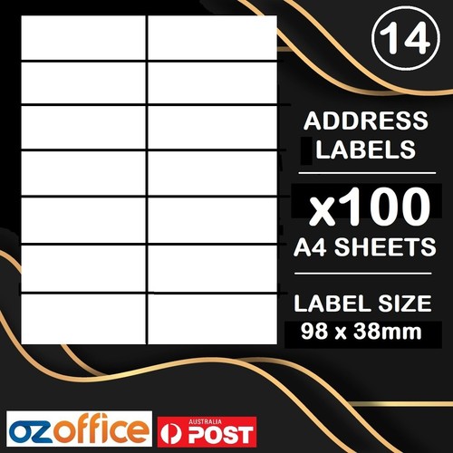 100 Sheets x 14 Labels A4 98mm x 38mm Address Labels Mailing Label ...
