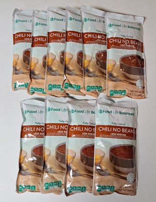 Lot of 10 Pouches Food Life Balanced Ready to Eat Chili No Beans Low ...
