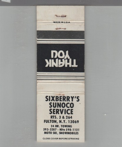 Matchbook Cover Sixberry's Sunoco Service Fulton NY | eBay