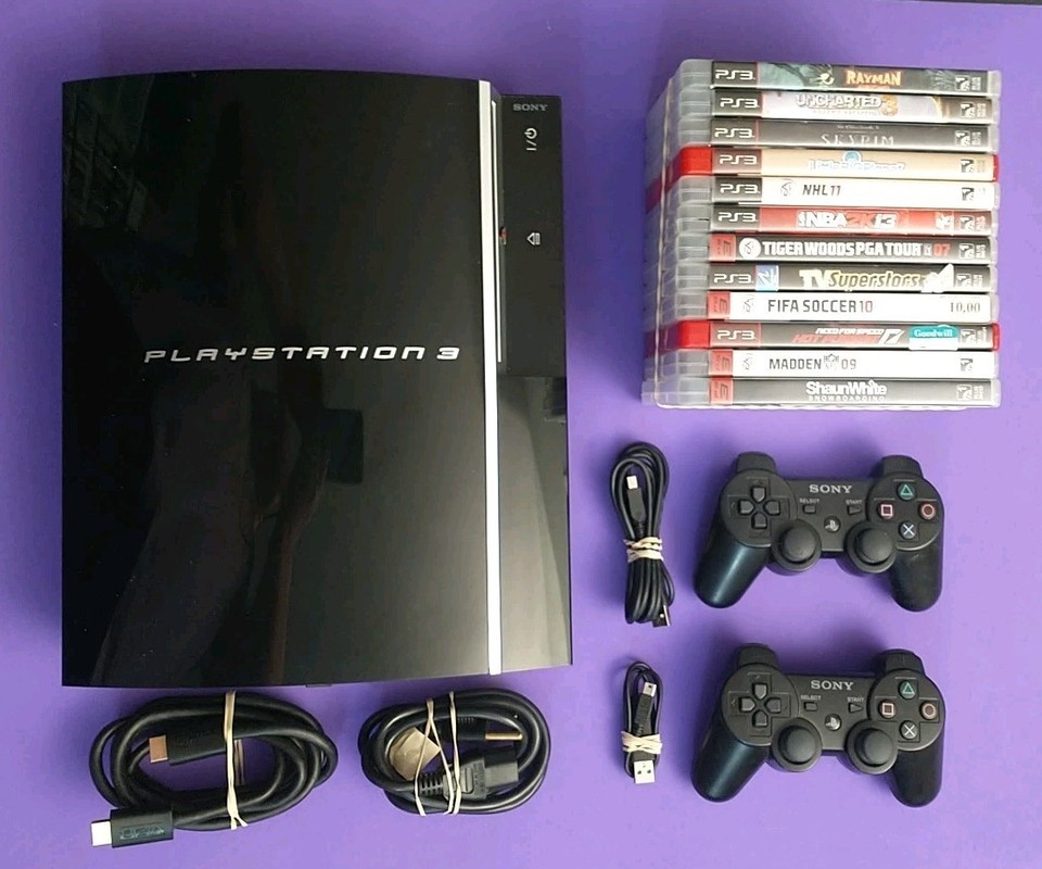 TESTED Sony PlayStation 3 CECHH01 Console + 12 Games + Controllers SAFE ...