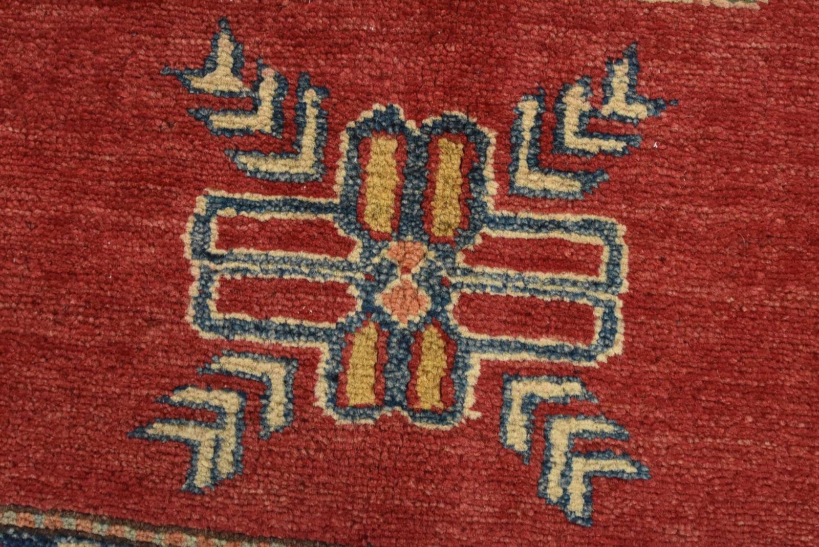 Kazak Rug 8'4'' x 11'6'' Red Wool Tribal Geometric Hand-Knotted ...