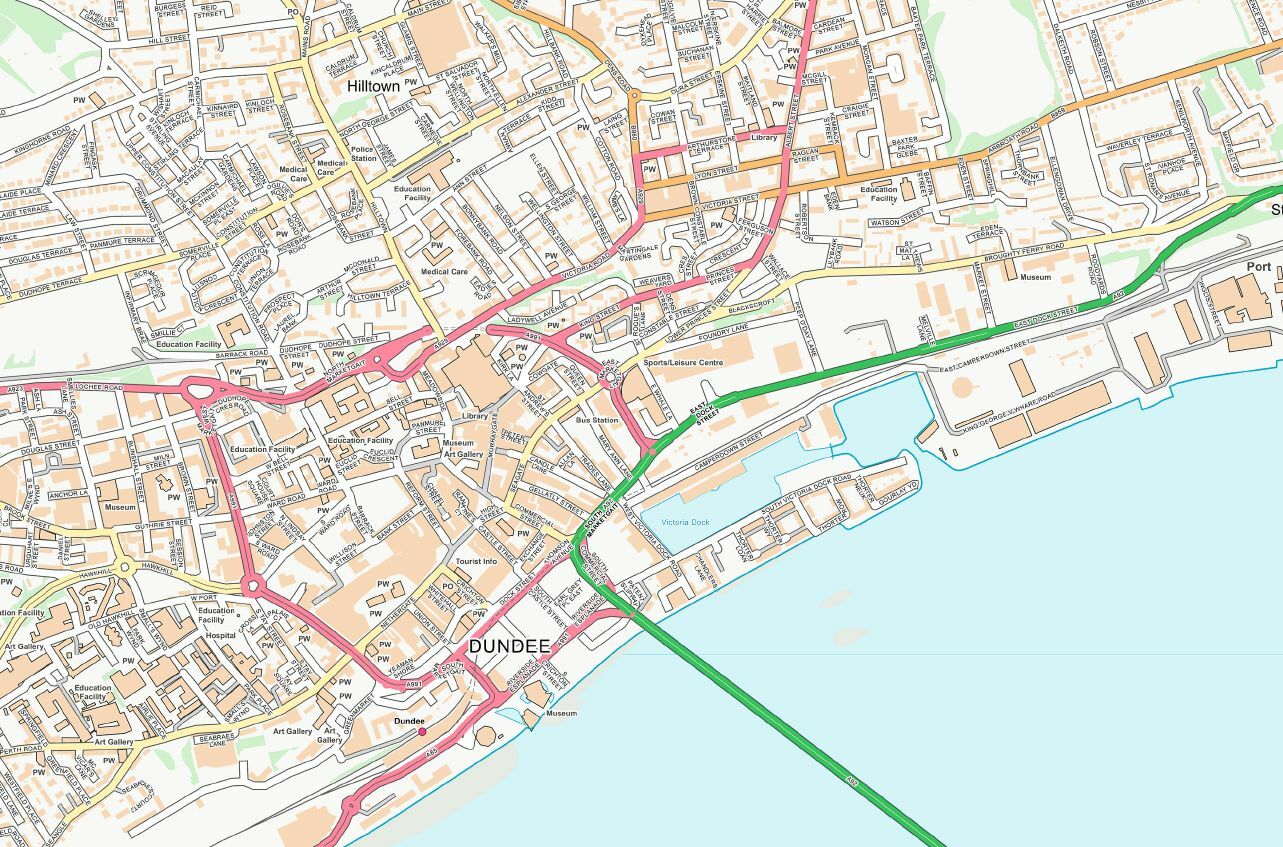 WALL MAP OF DUNDEE - STREET MAP - LAMINATED EDITION. DUNDEE WALL MAP ...