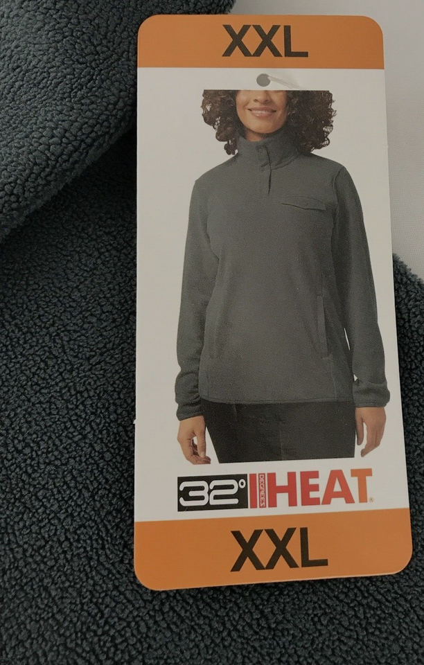 32 DEGREES HEAT - Woodland Grey Snap Fleece Pullover Jacket XXL - New ...
