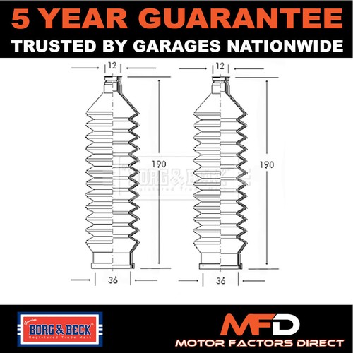 Fits MG MGF Rover 100 Metro Austin Steering Rack Boot Set Front Borg ...